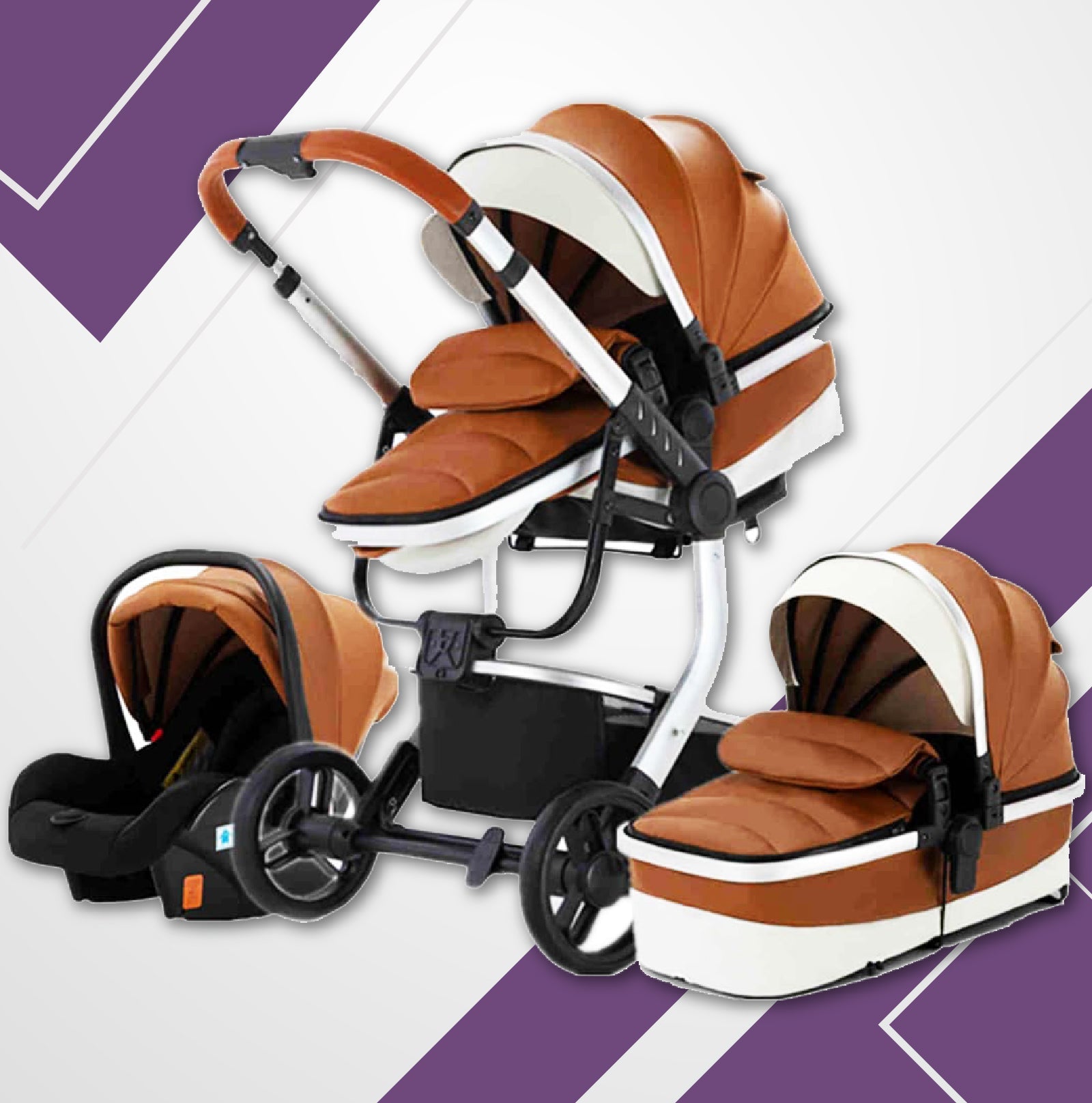 Royal Brown Upgraded 3-in-1 Baby Stroller For Newborns – Maternity Miracles
